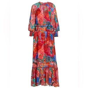 FARM Rio | Dresses | Nwot Farm Rio Animal Collage Print Belted Long ...